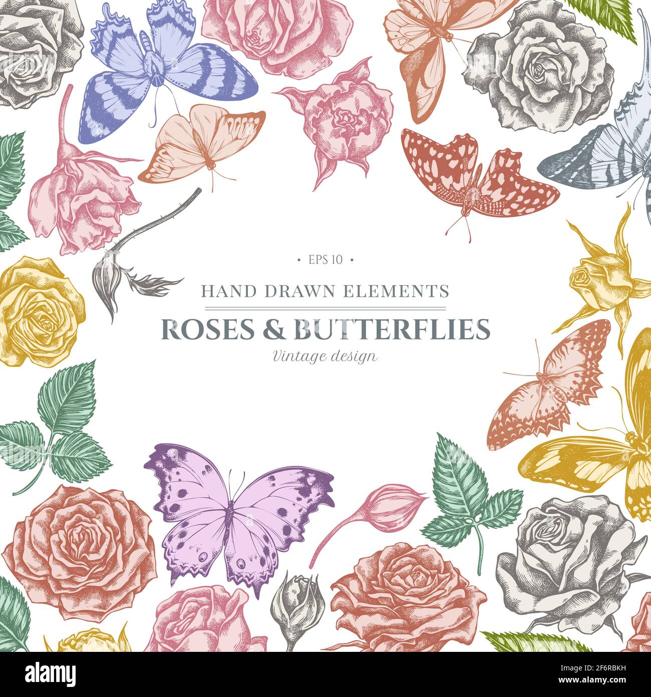 Floral design with pastel menelaus blue morpho, giant swordtail, lemon ...