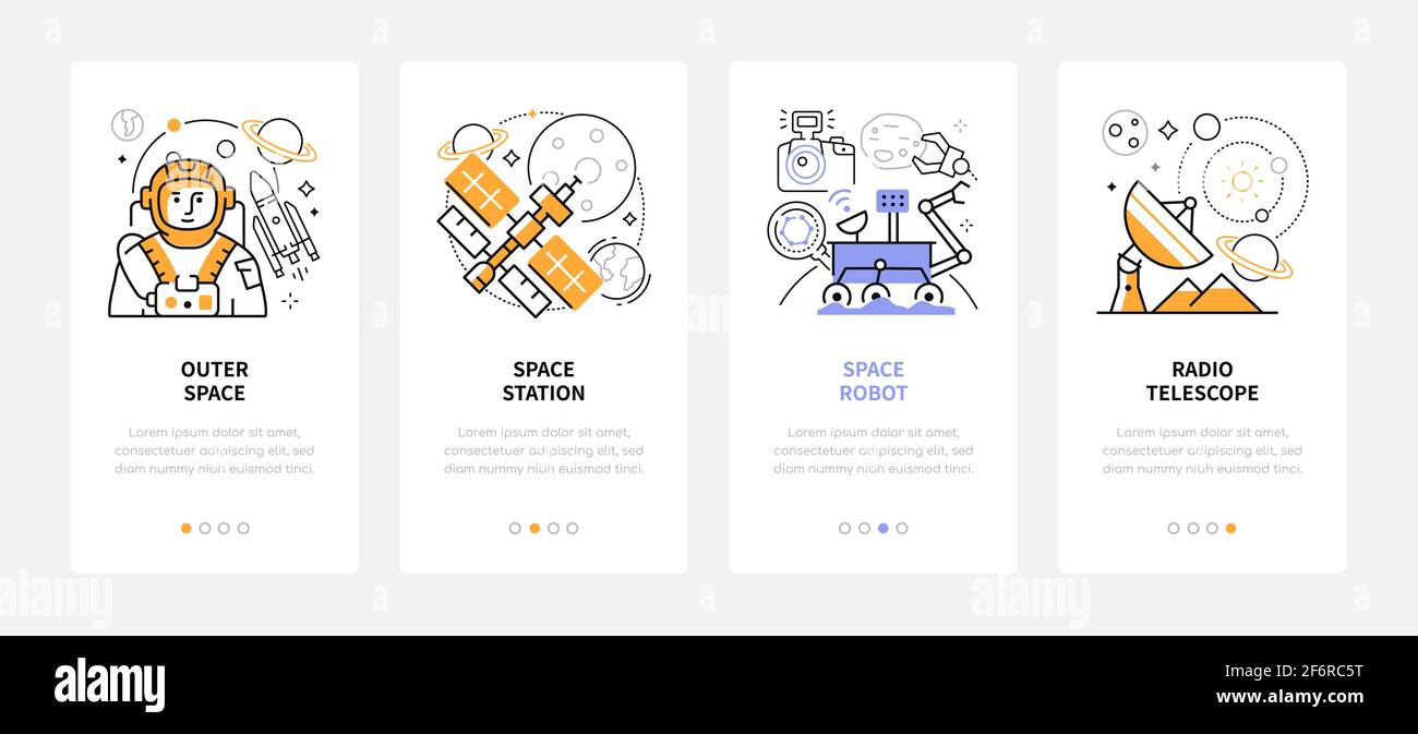 Space exploration - modern line design style web banners with copy ...