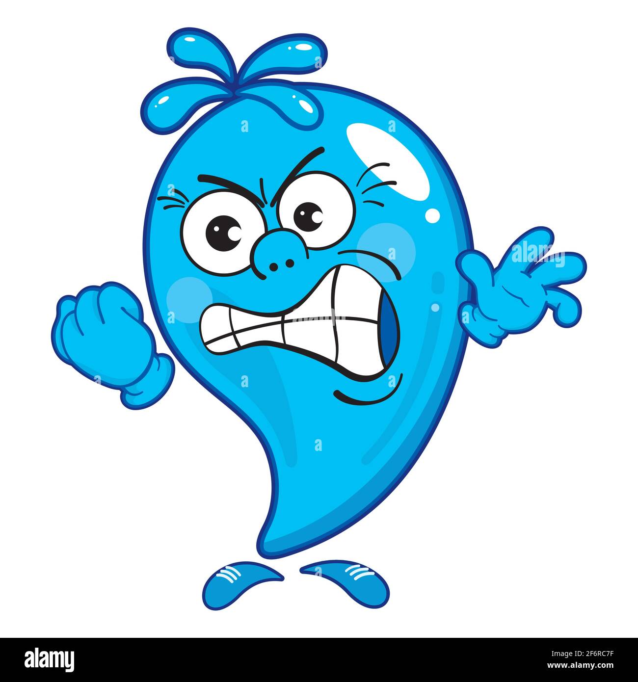 Water Drop Cartoon Mascot Character. Emotions of anger and hatred. Cute ...
