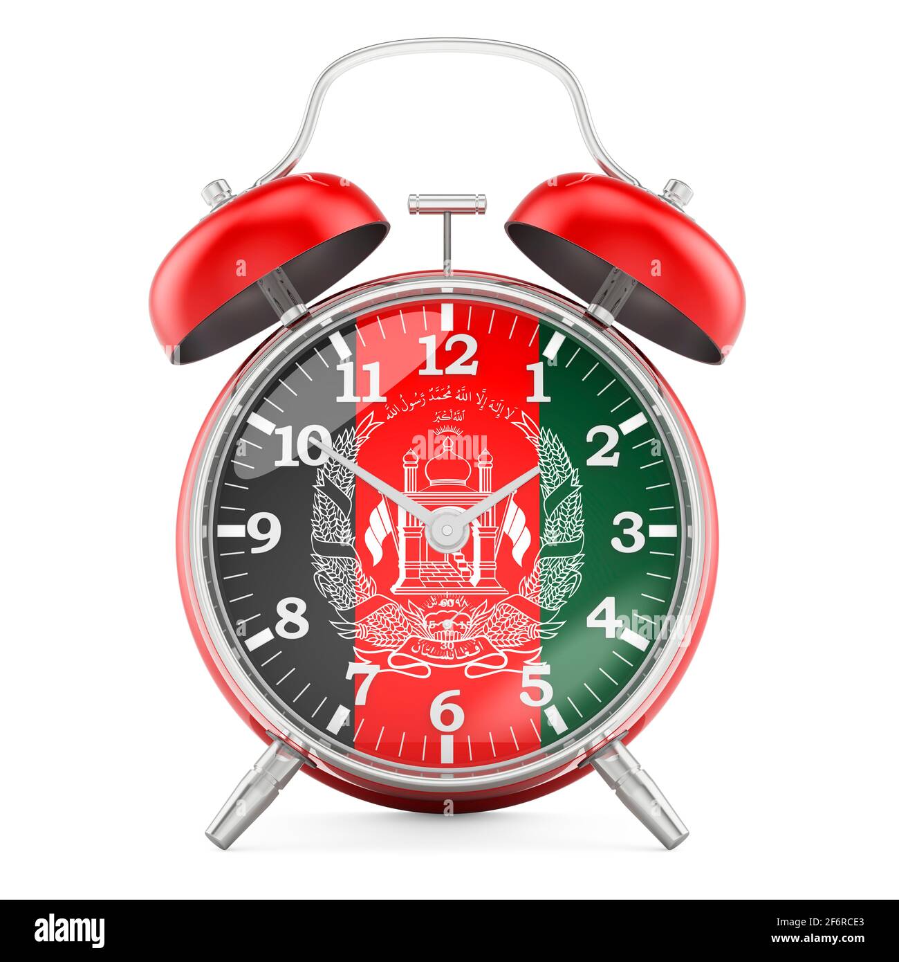 Alarm clock with flag of Afghanistan, 3D rendering isolated on white ...