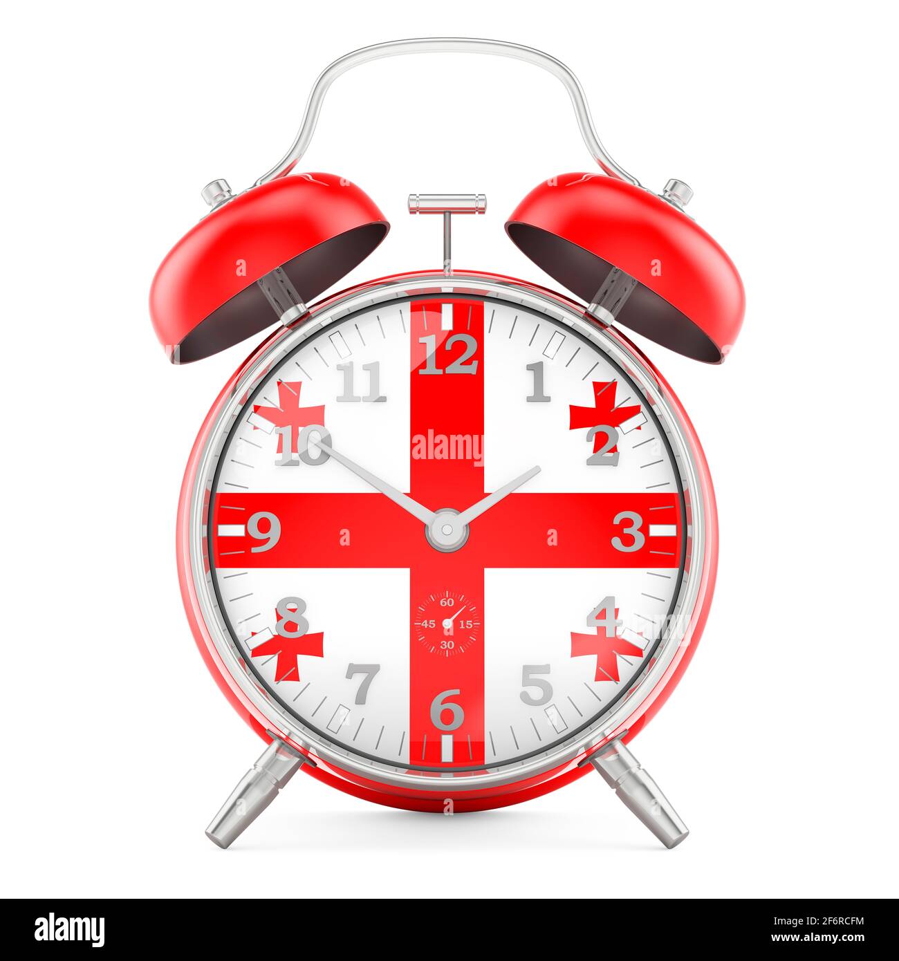 Alarm clock with flag of Georgia, 3D rendering isolated on white ...