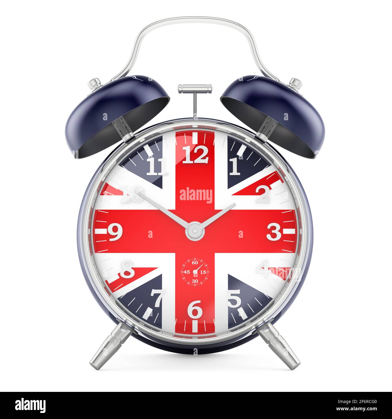 Alarm clock with flag of Great Britain, 3D rendering isolated on white ...