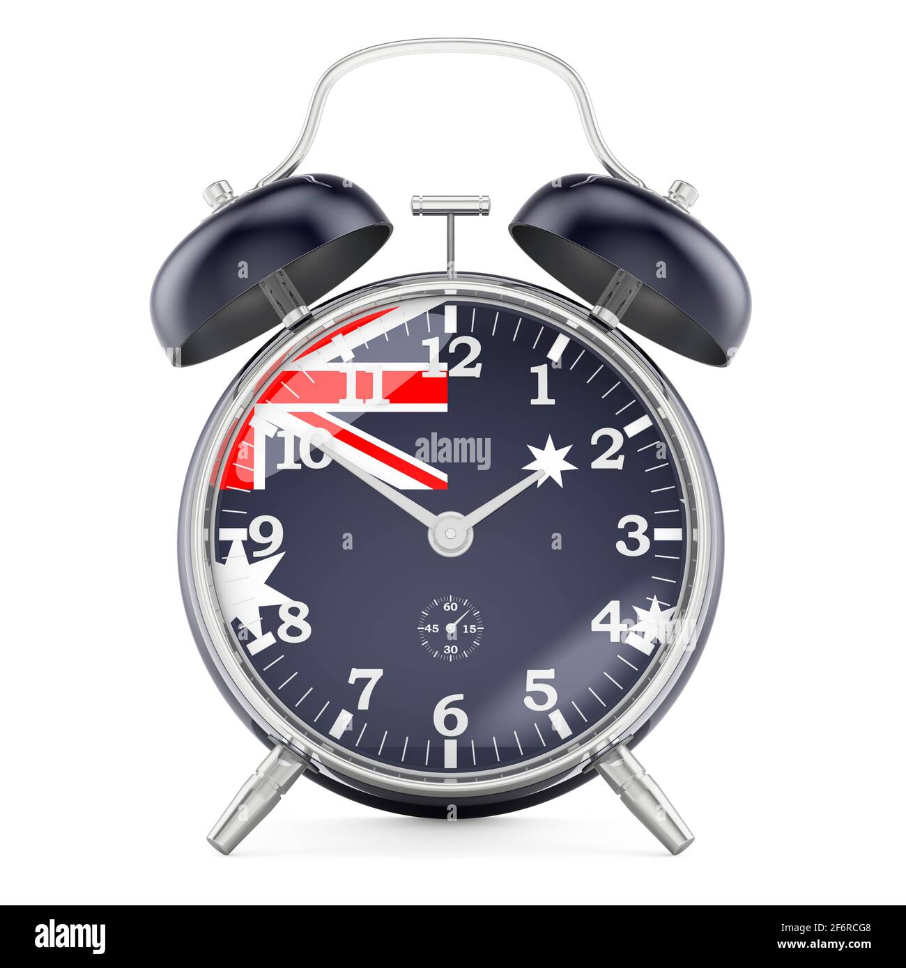 Alarm clock with flag of Australia, 3D rendering isolated on white ...