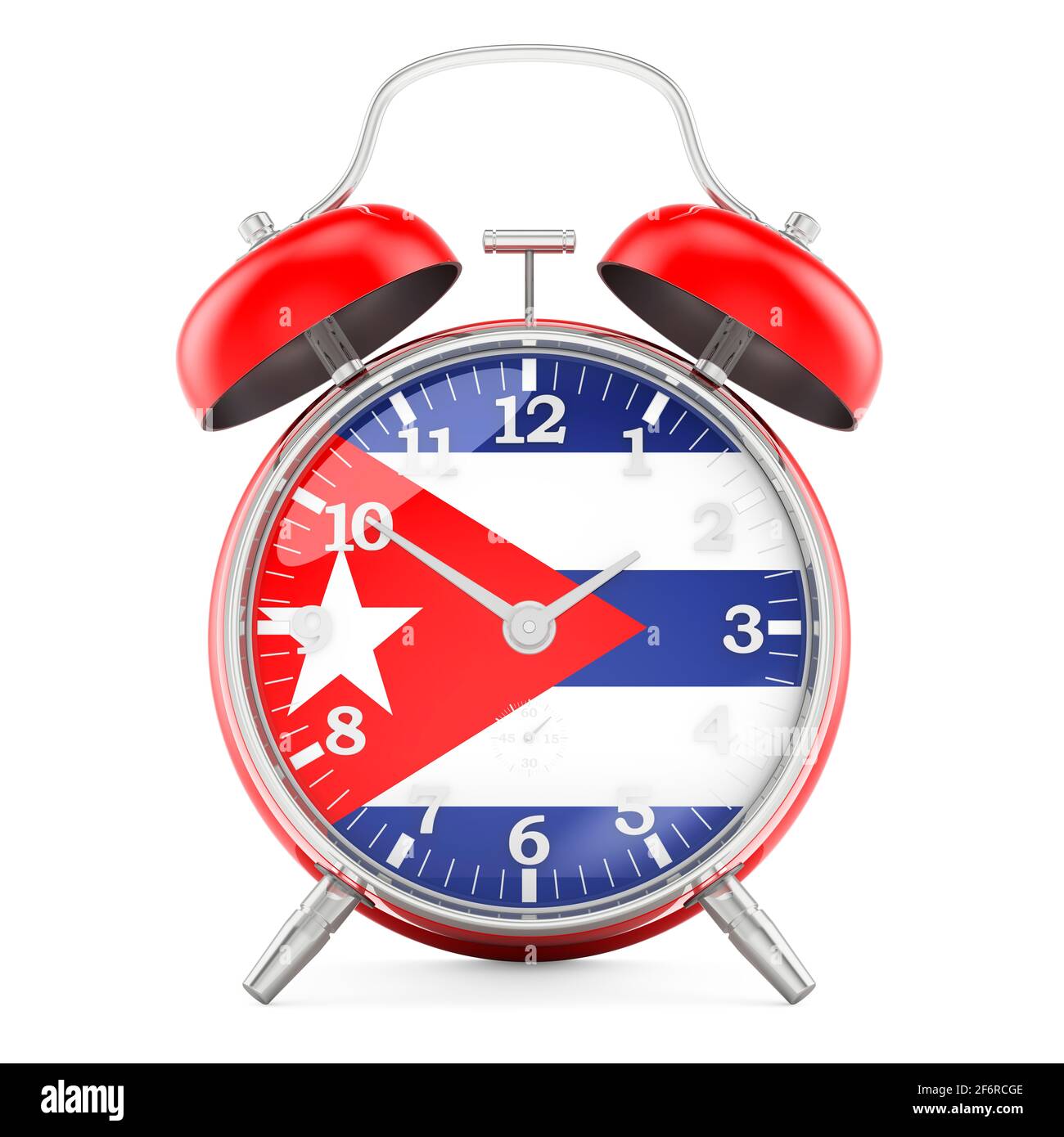 Alarm clock with flag of Cuba, 3D rendering isolated on white ...