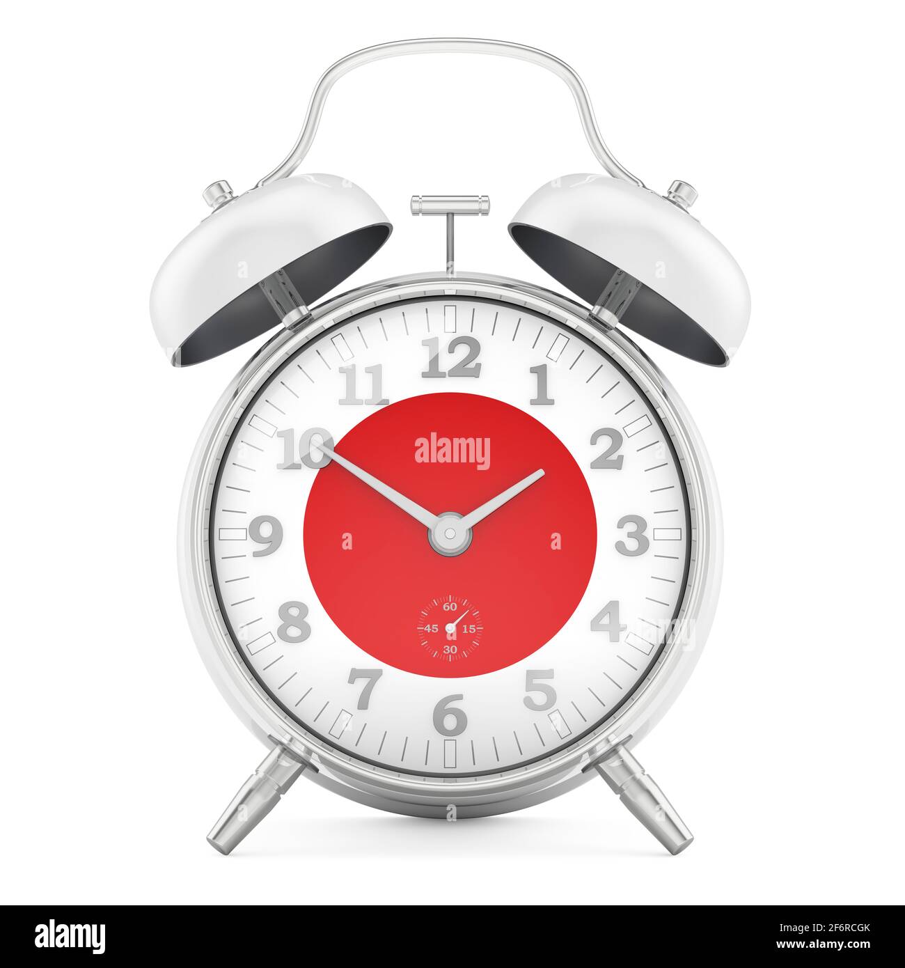 Alarm clock with flag of Japan, 3D rendering isolated on white ...