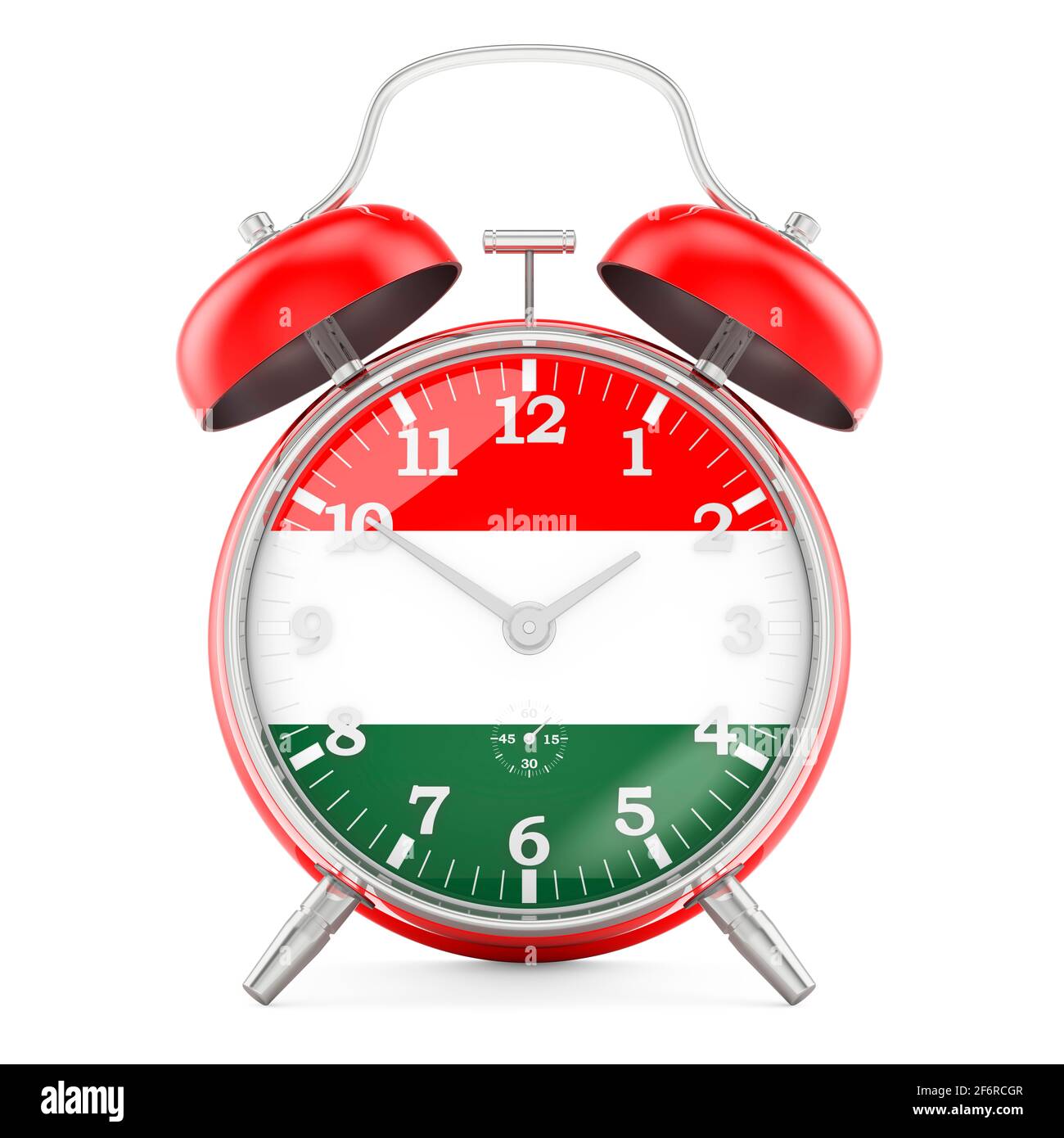 Alarm clock with flag of Hungary, 3D rendering isolated on white ...