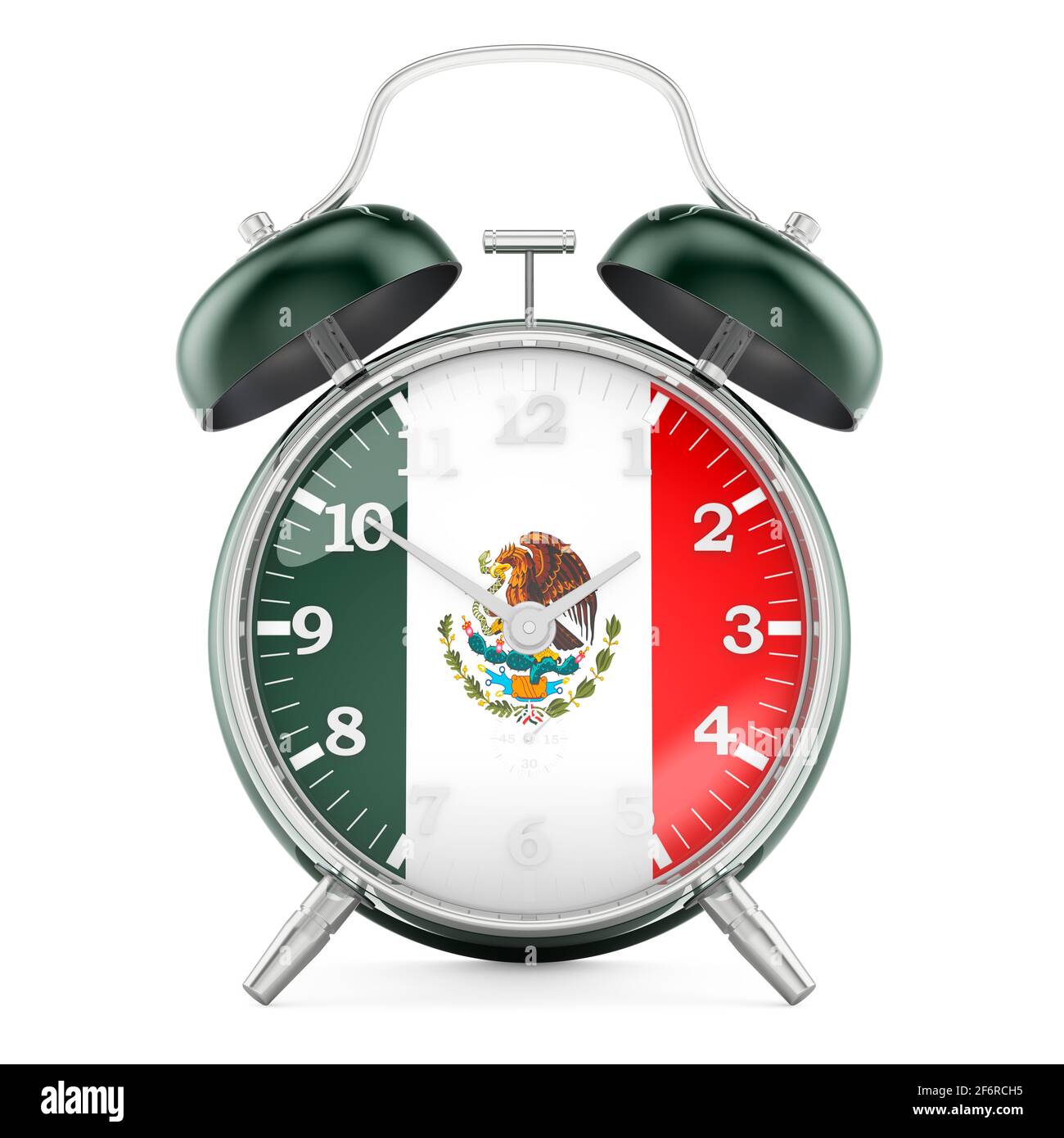 Alarm clock with flag of Mexico, 3D rendering isolated on white ...