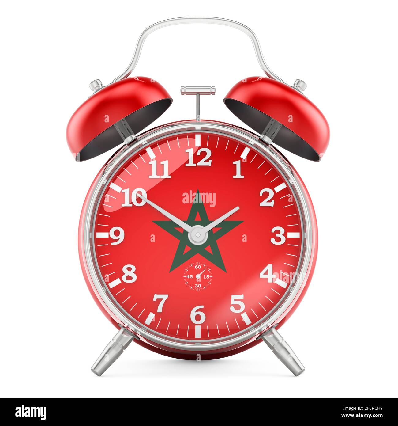 Alarm clock with flag of Morocco, 3D rendering isolated on white ...