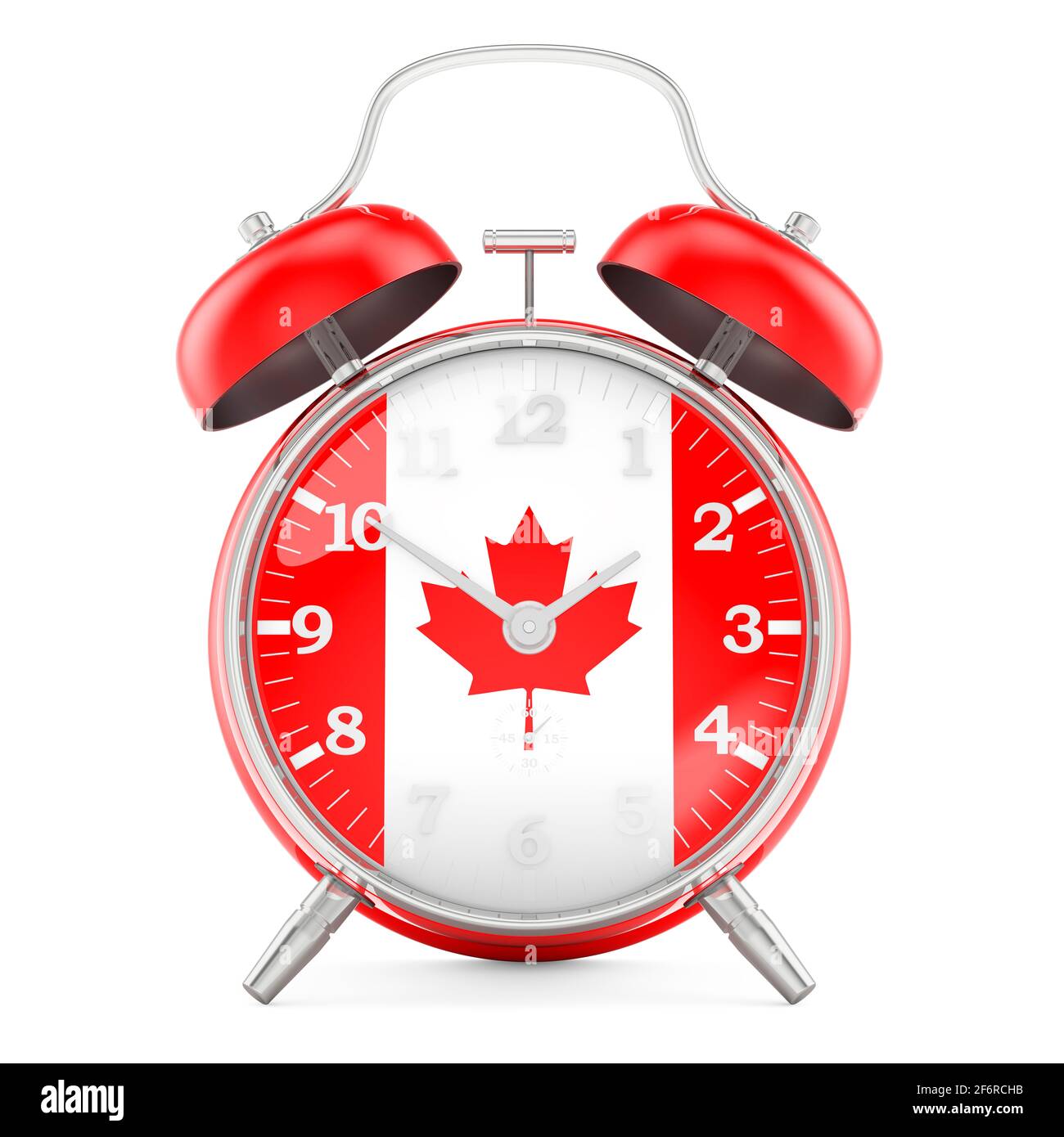 Alarm clock with flag of Canada, 3D rendering isolated on white ...