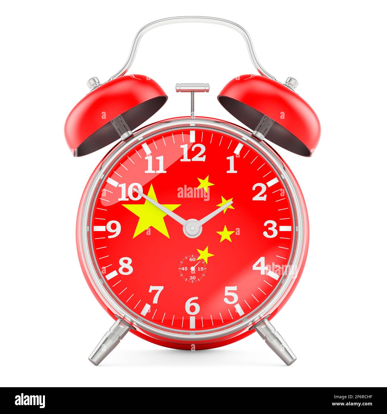 Alarm clock with flag of China, 3D rendering isolated on white ...