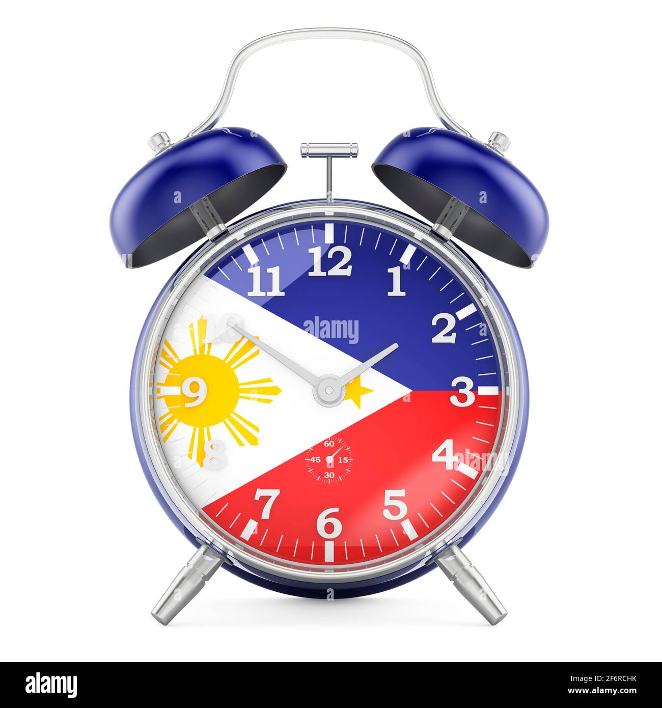 Alarm clock with flag of Philippines, 3D rendering isolated on white ...