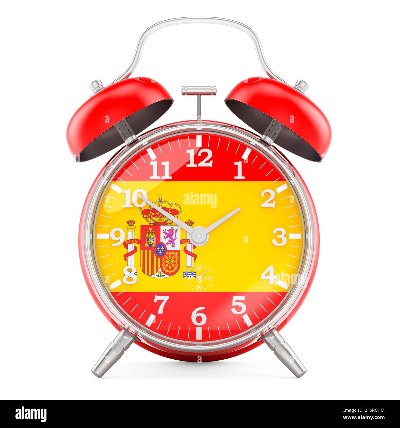 Alarm clock with flag of Spain, 3D rendering isolated on white ...
