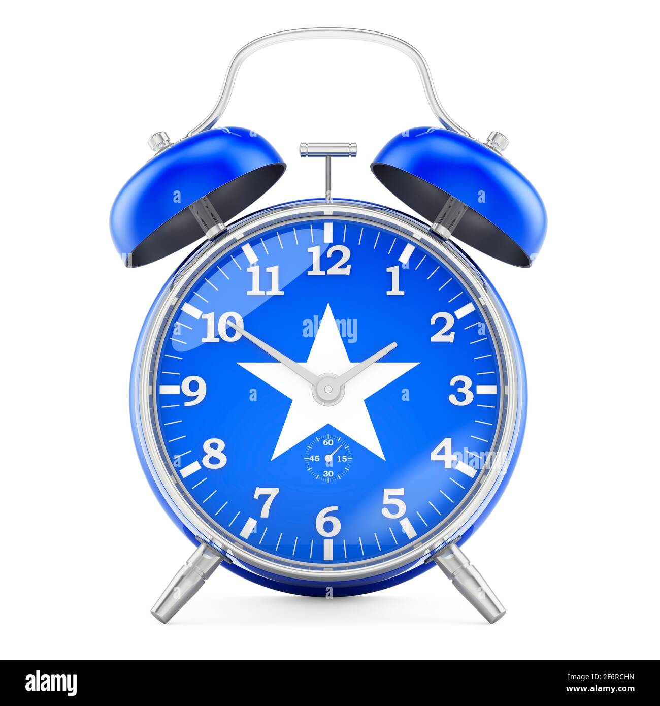Alarm clock with flag of Somalia, 3D rendering isolated on white ...