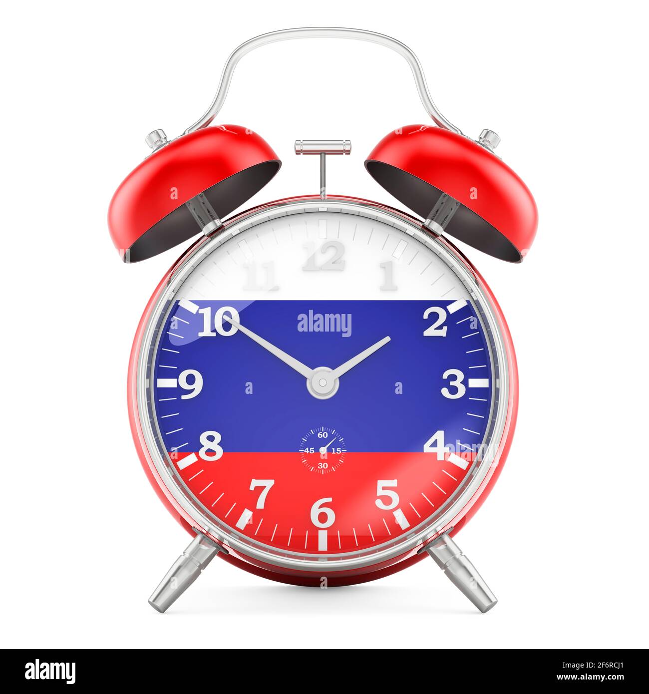 Alarm clock with flag of Russia, 3D rendering isolated on white ...