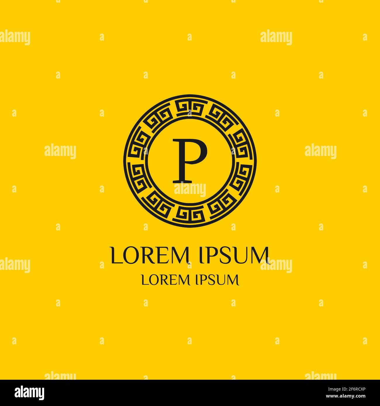 Letter P Circle Medallion Logo Design Vector Template suitable for ...