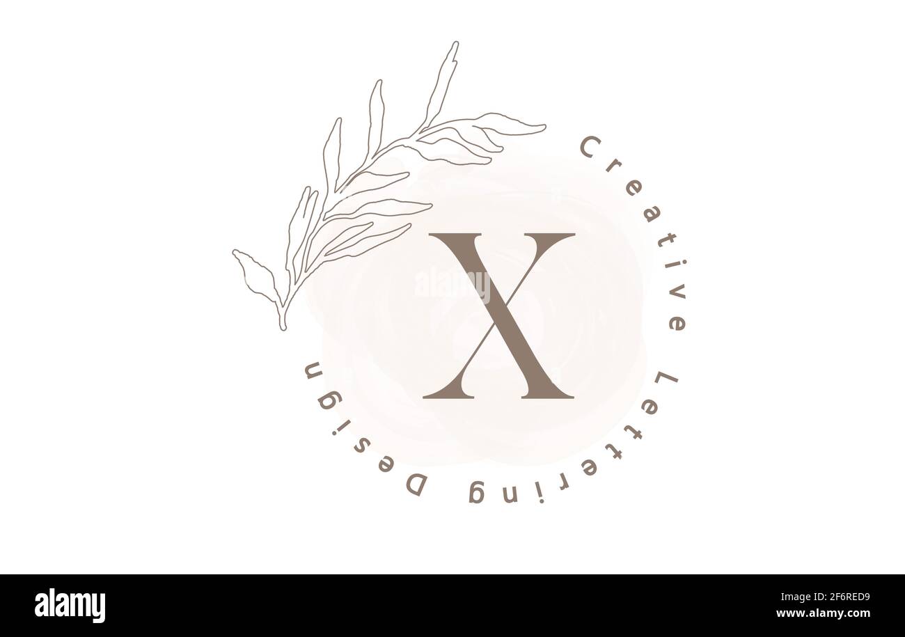 Letter X Logo With Watercolor brush and circle lettering design and ...