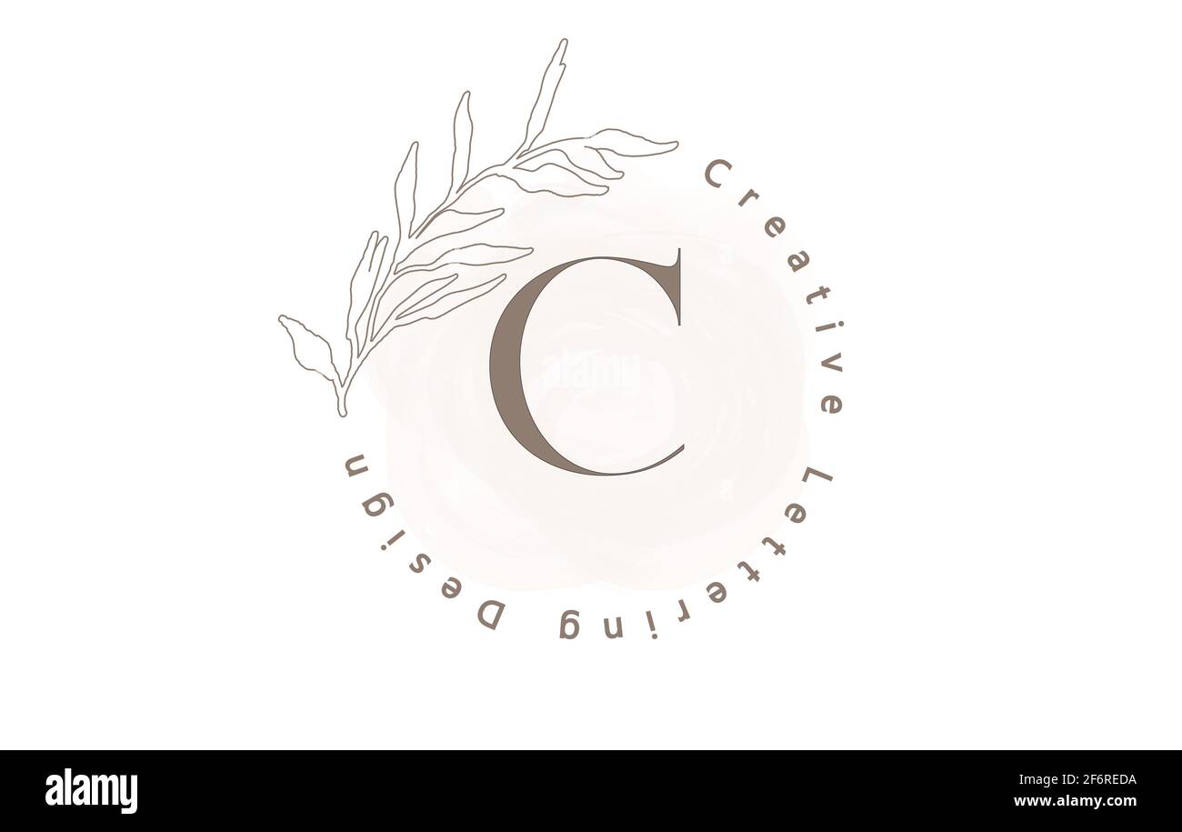 Letter C Logo With Watercolor brush and circle lettering design and ...