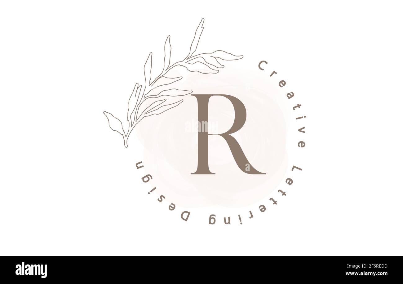 Letter R Logo With Watercolor brush and circle lettering design and ...