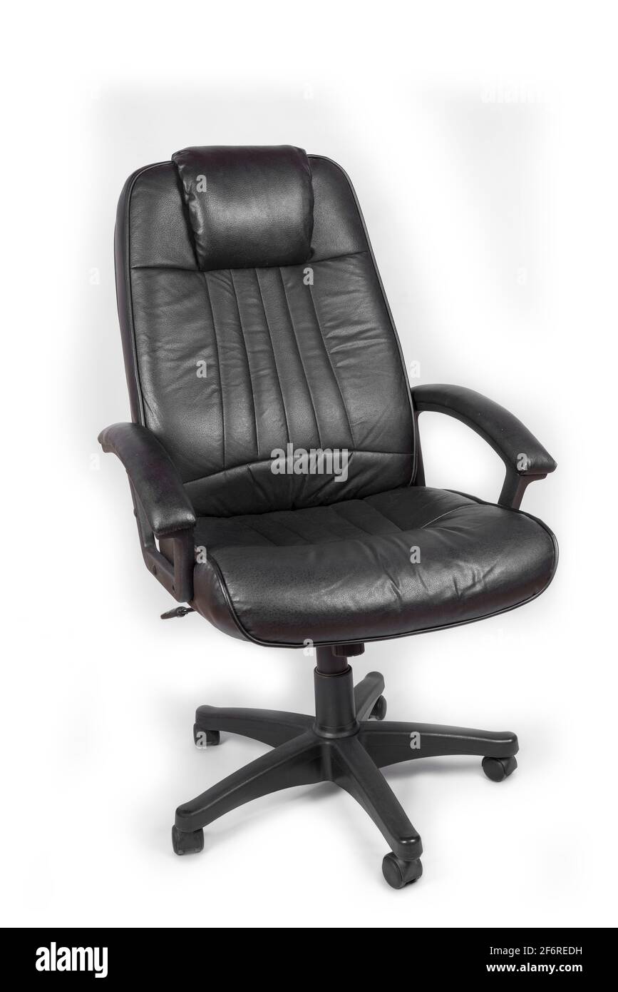 Office executive leather chair on a white background Stock Photo - Alamy