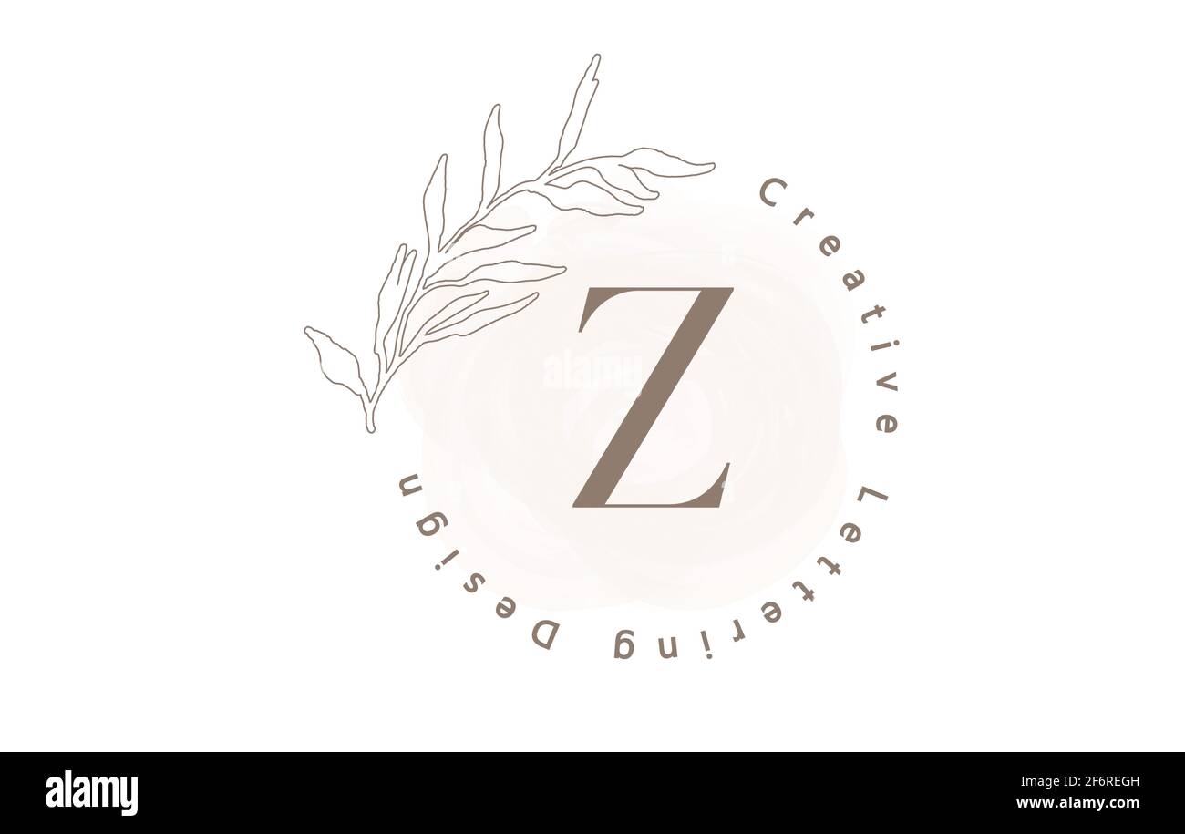 Letter Z Logo With Watercolor brush and circle lettering design and ...
