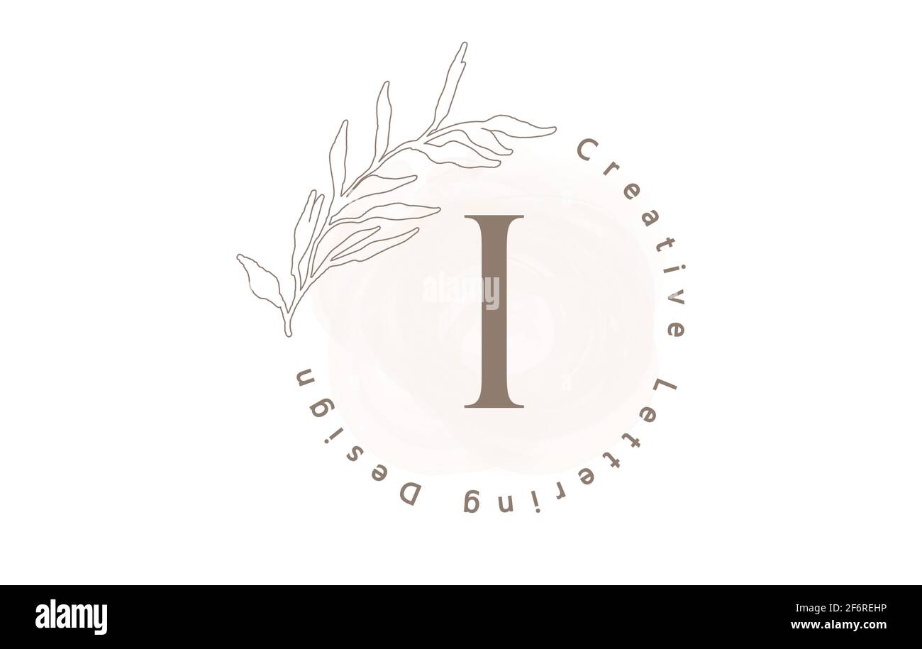 Letter I Logo With Watercolor brush and circle lettering design and ...