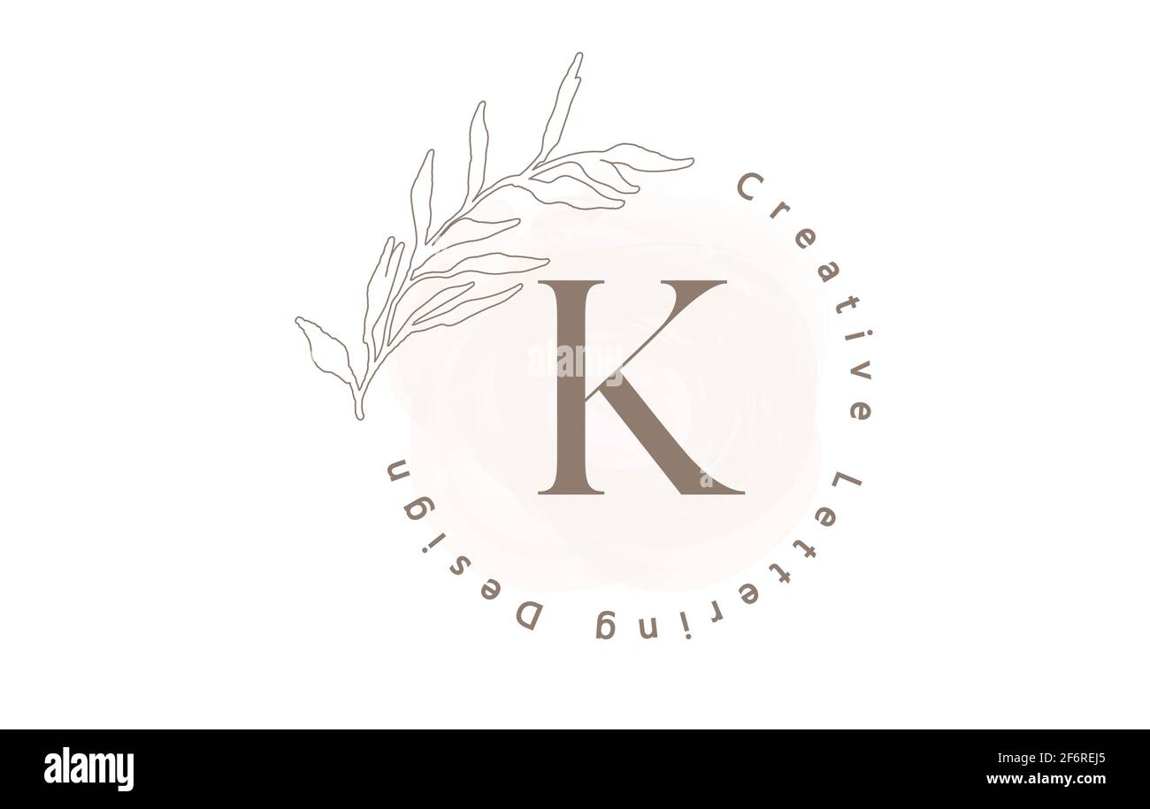 Letter K Logo With Watercolor brush and circle lettering design and ...