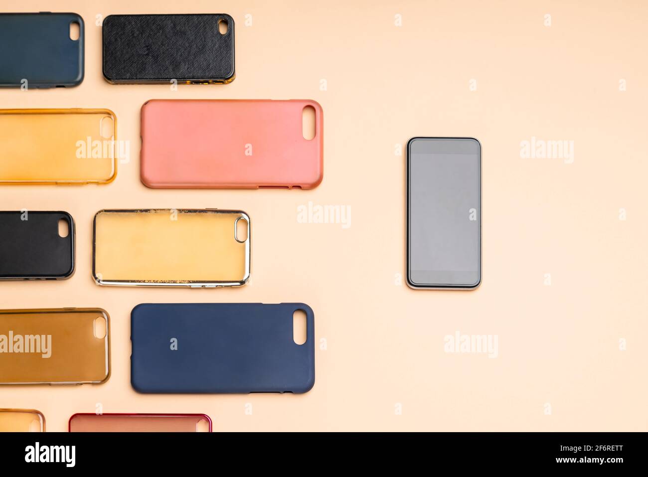 Choice of multicolored plastic back covers for mobile phones on neutral ...