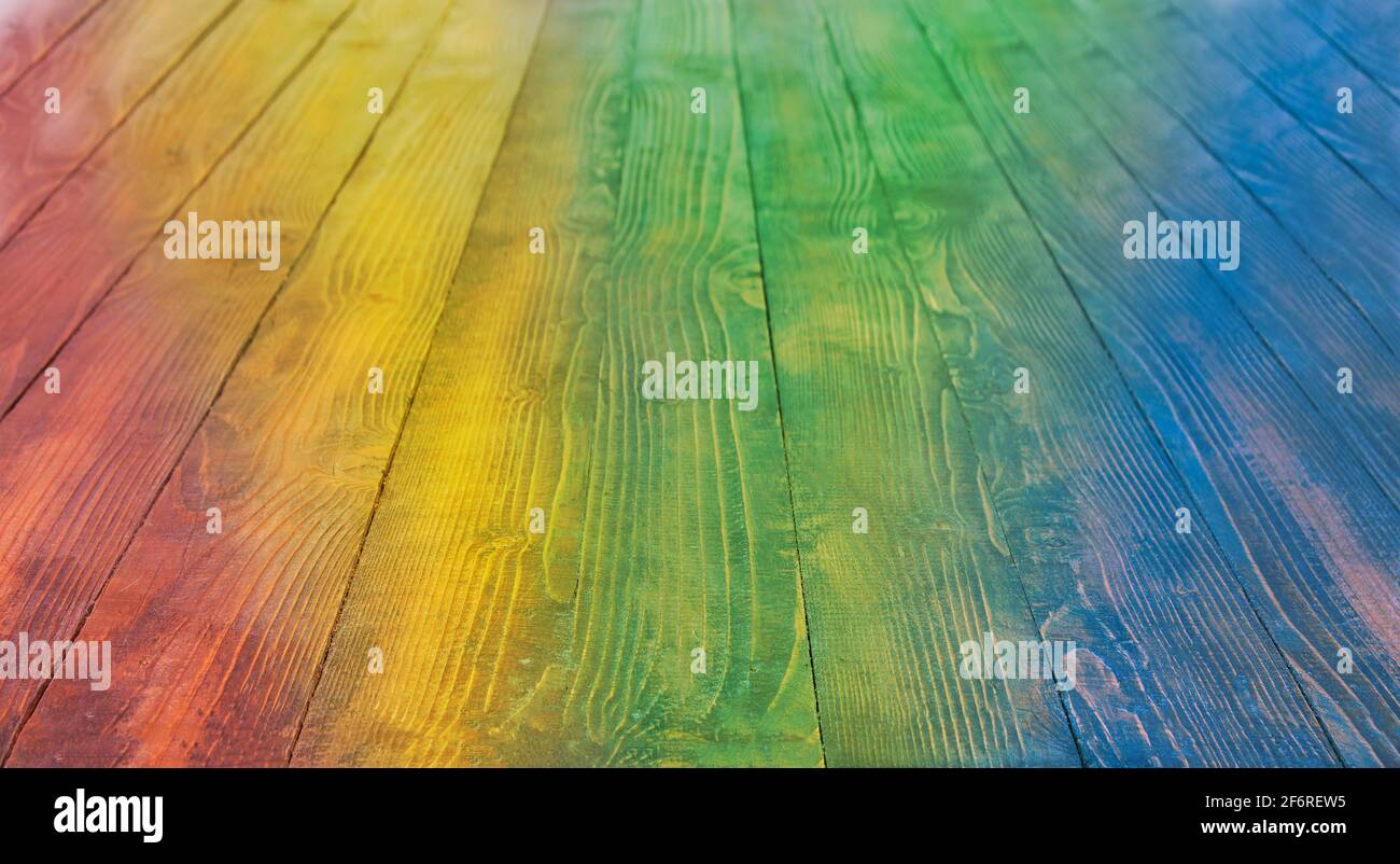 Rainbow wooden colorful texture background Stock Photo - Alamy