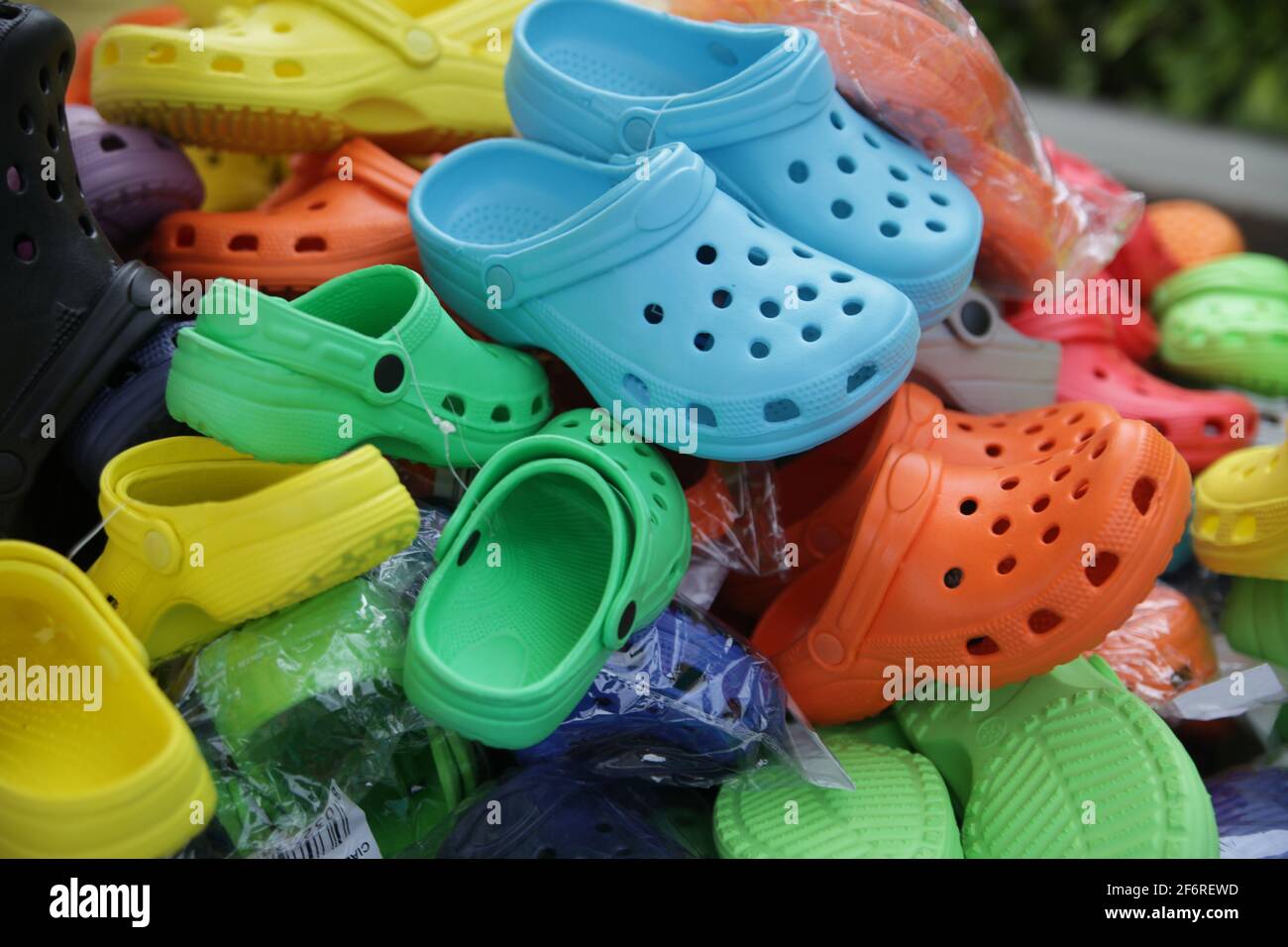 Colorful Shoes In Flea Market Stock Photo - Alamy