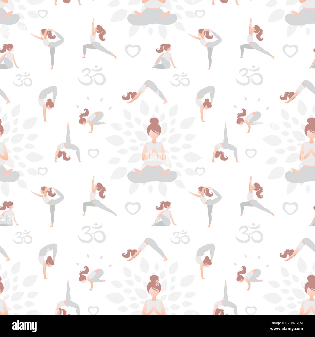 Seamless pattern with woman in different yoga poses,background with ...