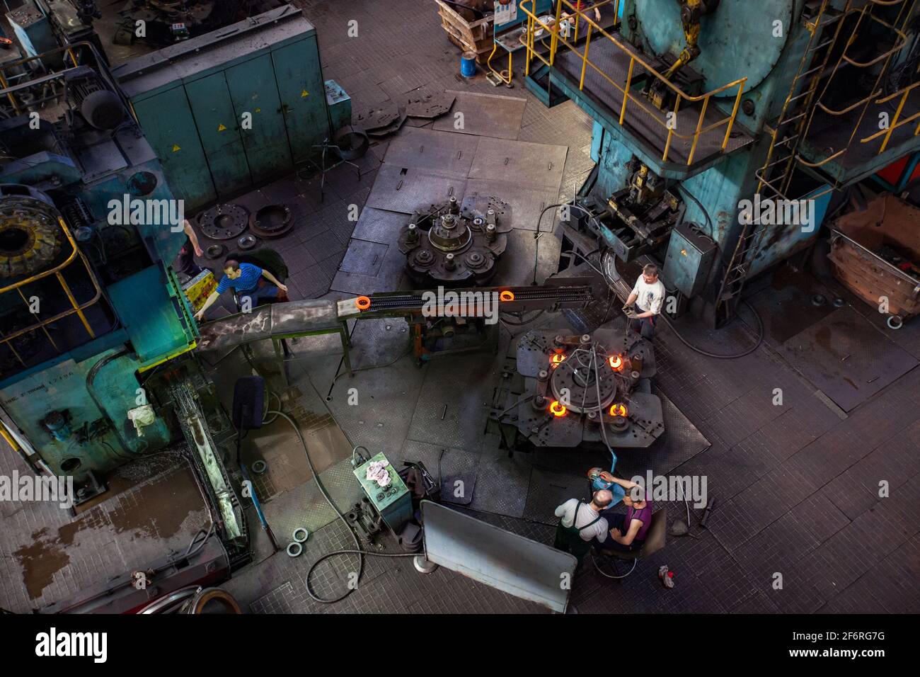 Stepnogorsk, Kazakhstan. Bearing manufacturing plant. Workshop panorama ...