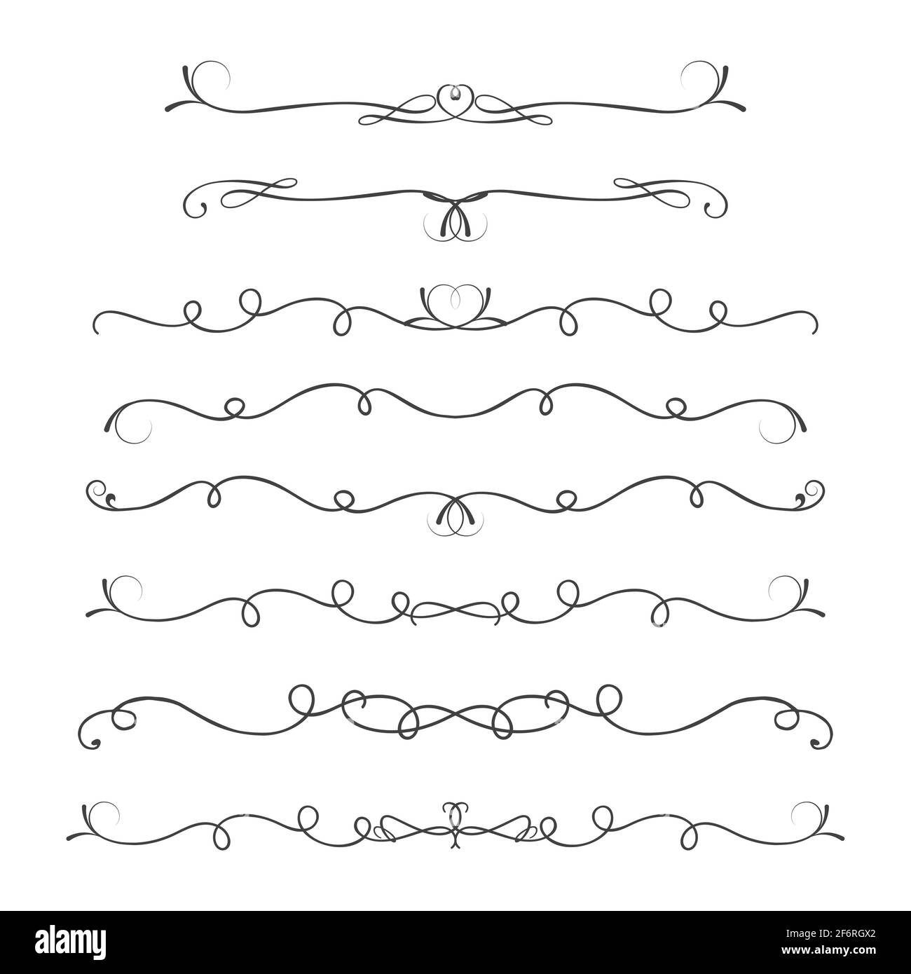 Thin line decoration dividers set,design elements isolated on white ...