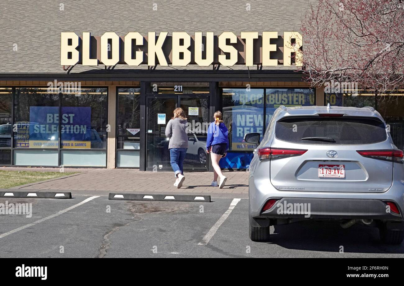 The exterior of the BlockBuster Video store in Bend, Oregon, the only ...