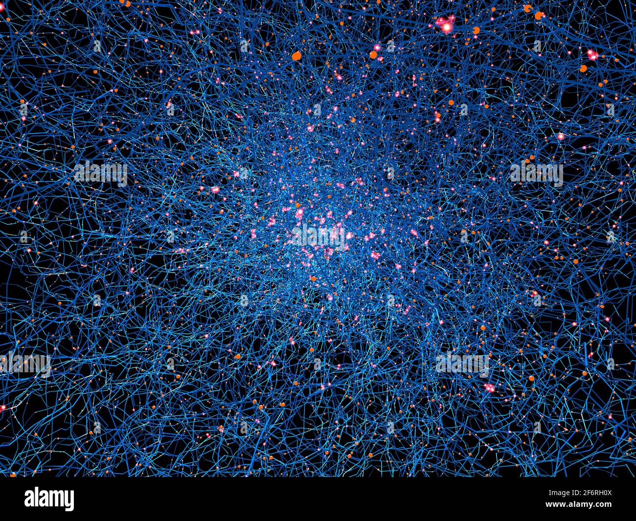 Finely structured network as in technology or biology, the Internet or ...