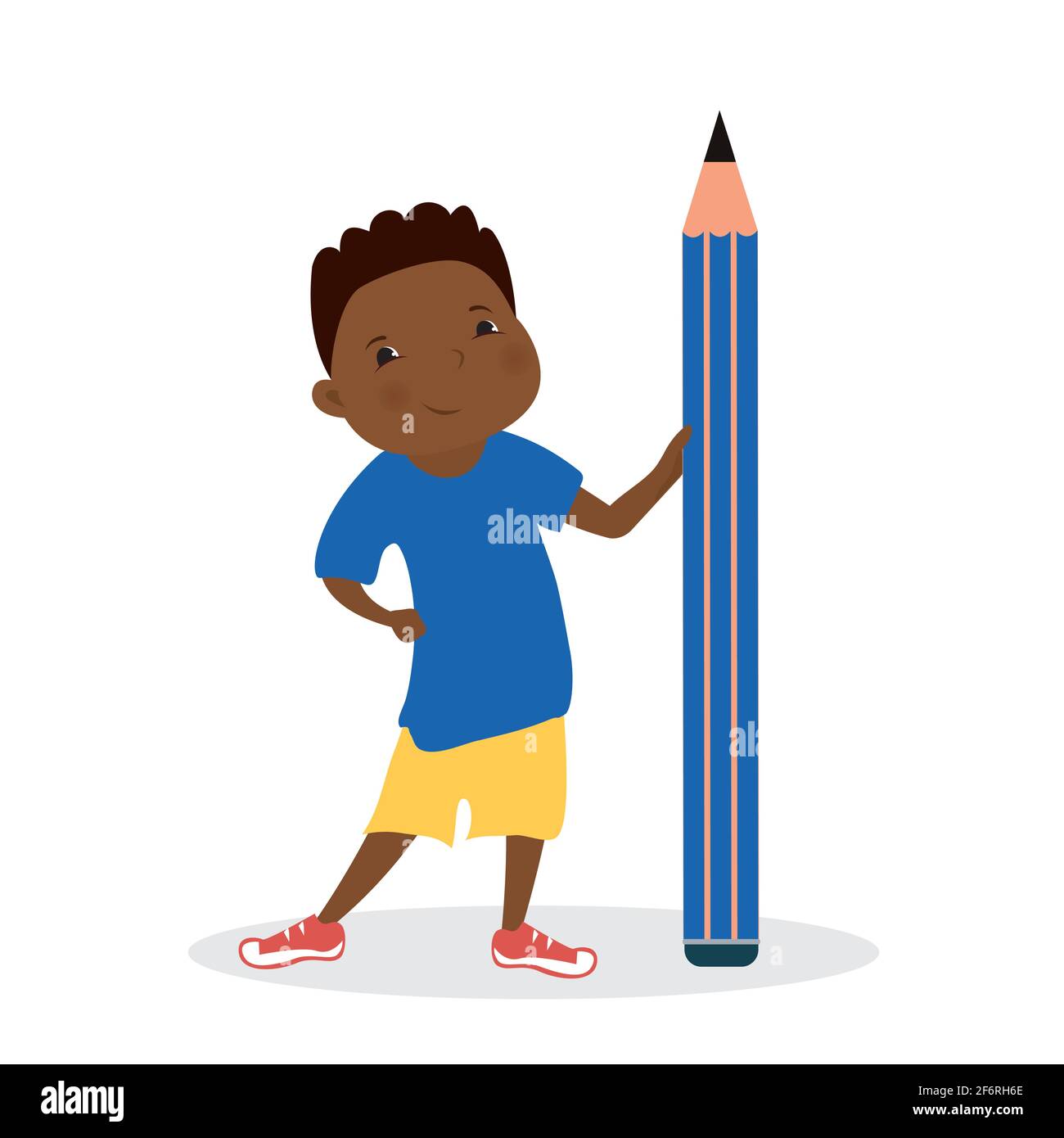 African American Boy Writing Clipart