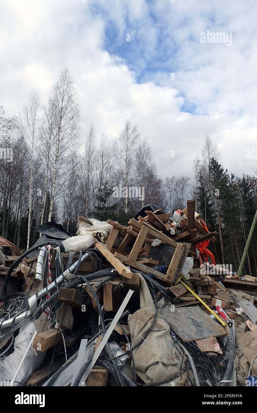 Illegal dumping of garbage in the forest. Landfill in nature ...