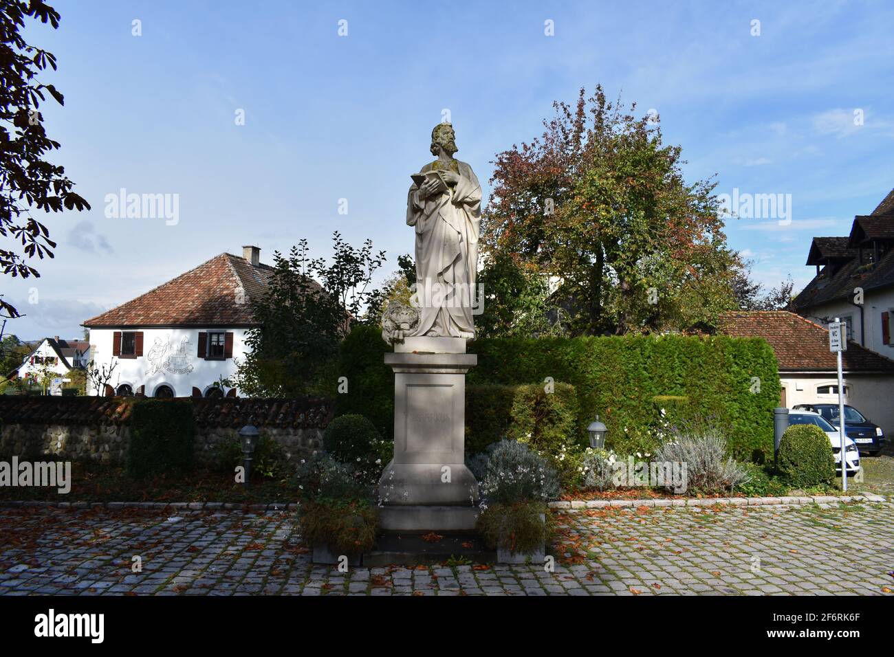 The Abbey Church of St Mary and Mark in Reichenau Mittelzel. Statue of ...