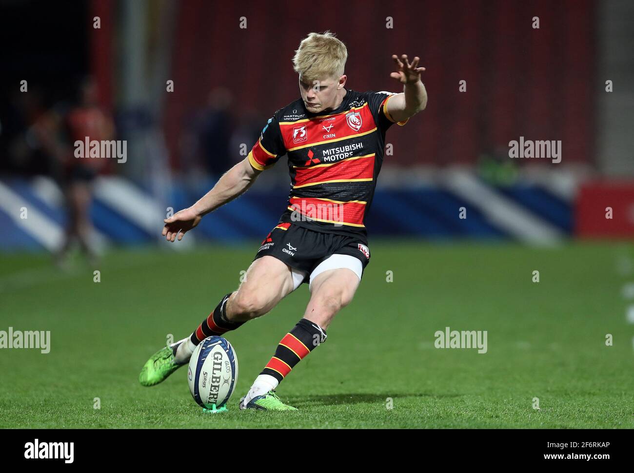 Gloucester Rugby's George Barton kicks a conversion during the Heineken ...