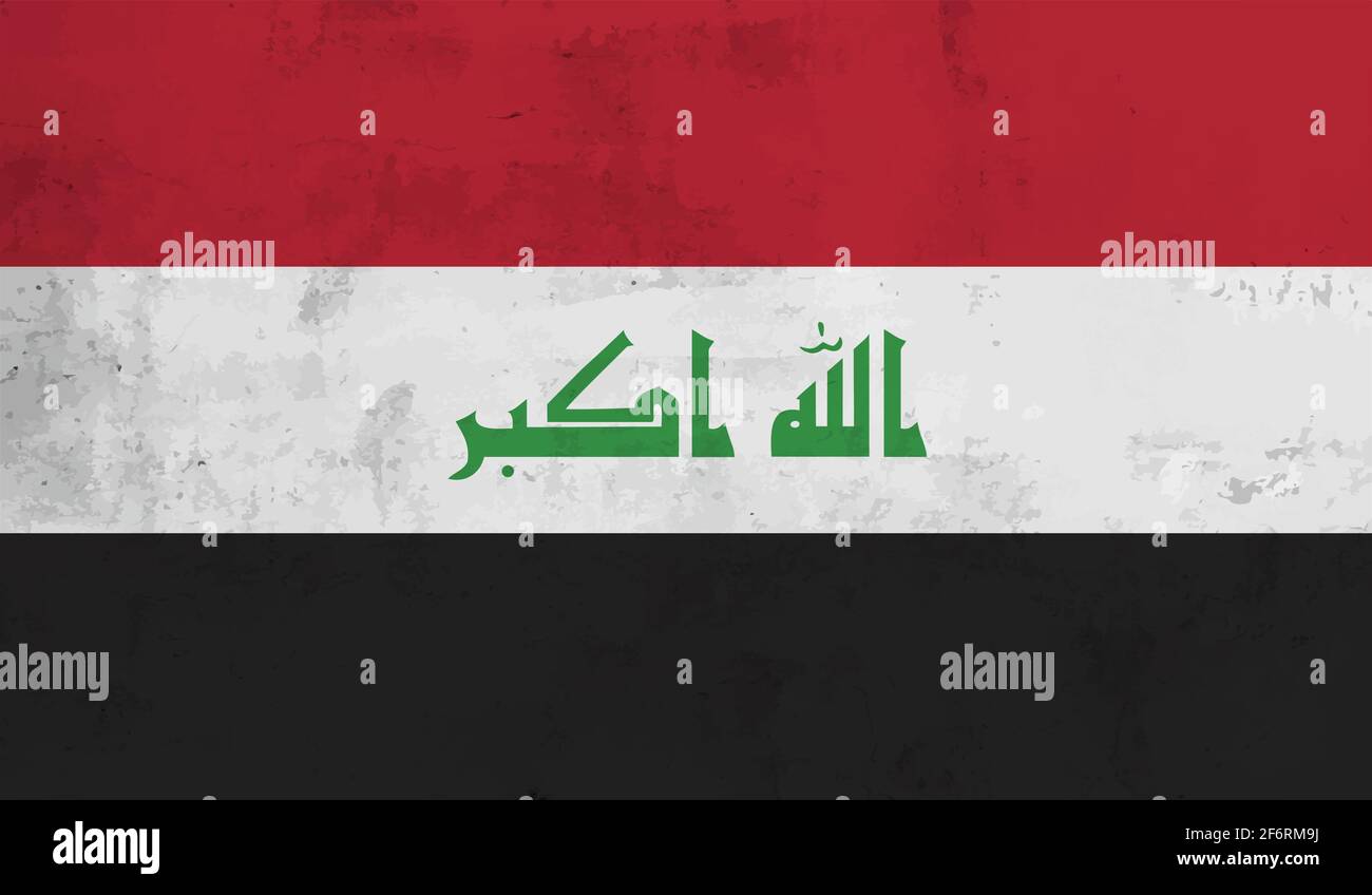 Iraq flag with waving grunge texture. Vector background Stock Vector ...