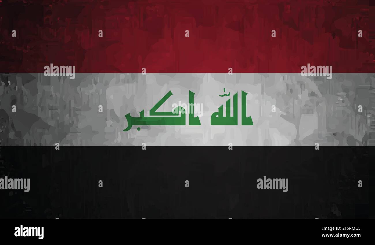 Iraq flag with waving grunge texture. Vector background Stock Vector ...
