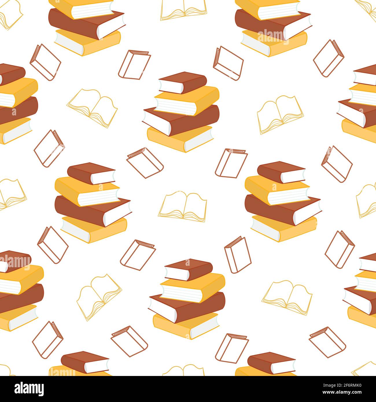 Seamless pattern with outline decorative books. Vector illustration ...