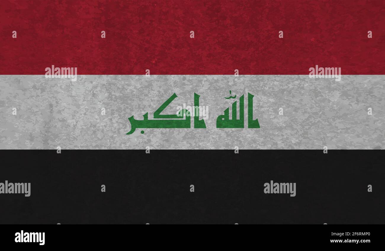 Iraq flag with waving grunge texture. Vector background Stock Vector ...