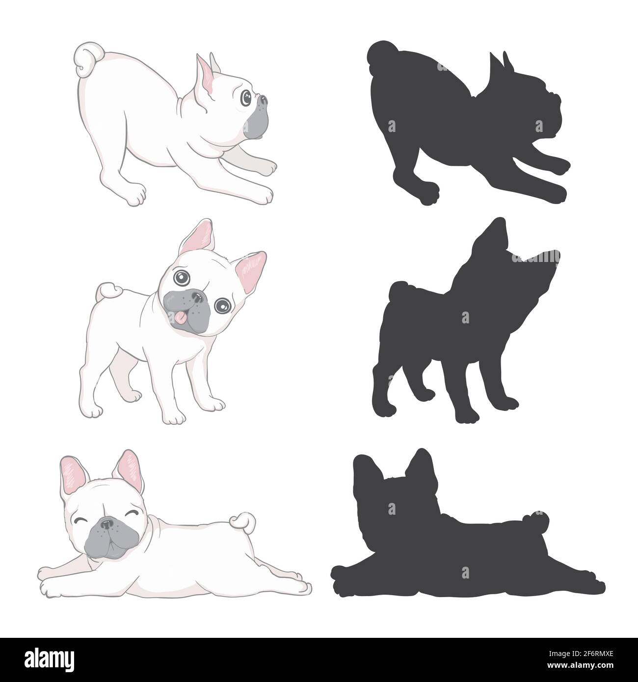 Set cute french bulldog puppy. Vector, illustration Stock Vector Image ...