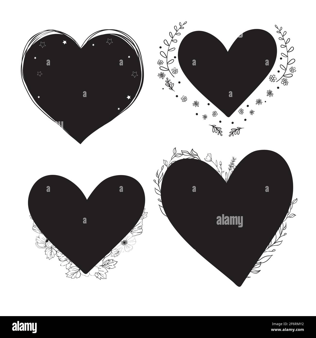 Set of unique hand drawn hearts. Set of vector hand icons. Illustration ...