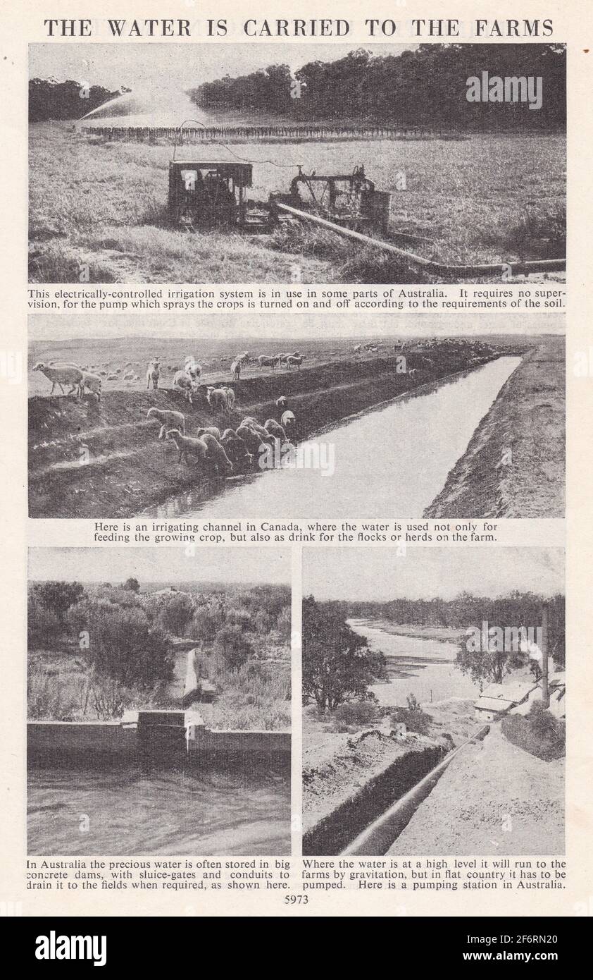 Vintage black and white photos of irrigation systems Stock Photo - Alamy