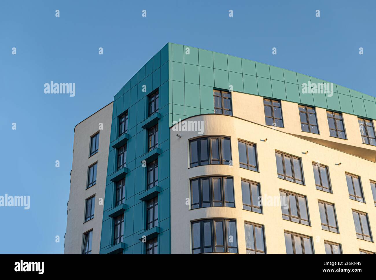 Building element of an apartment building in the city. Apartment house ...