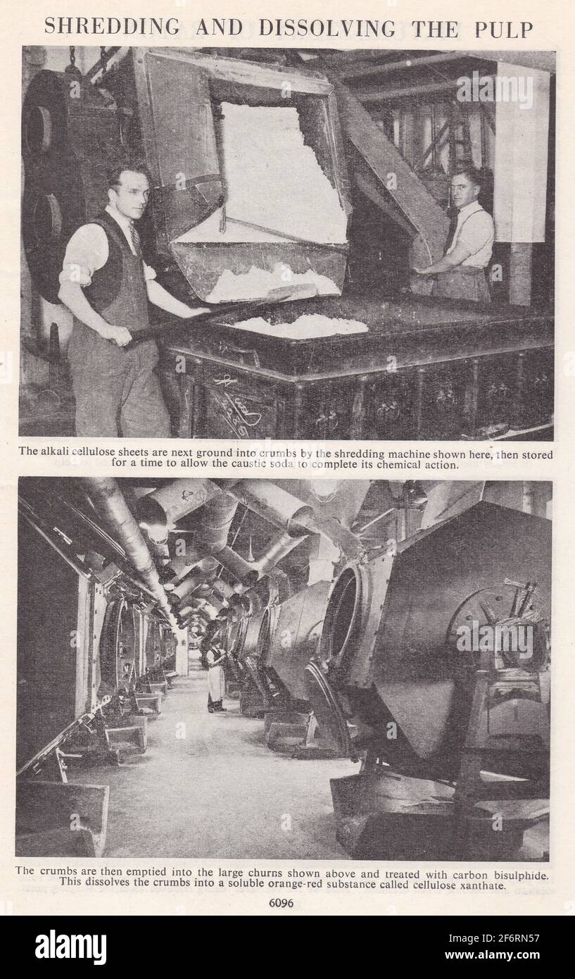 Vintage black and white photos of the making of Rayon Stock Photo - Alamy