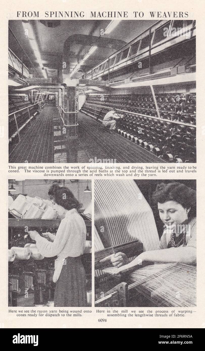 Vintage black and white photos of the making of Rayon Stock Photo - Alamy