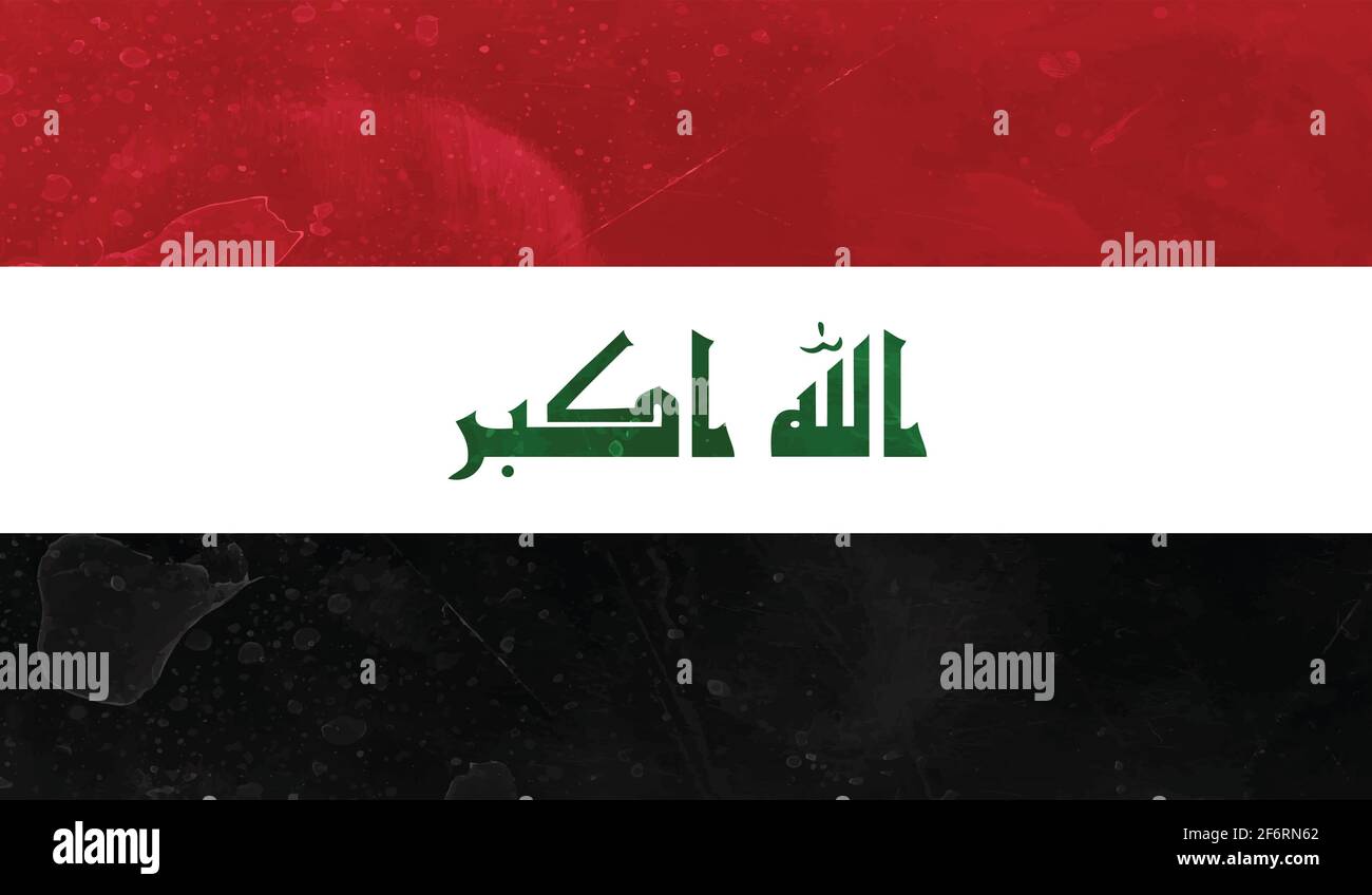 Iraq flag with waving grunge texture. Vector background Stock Vector ...