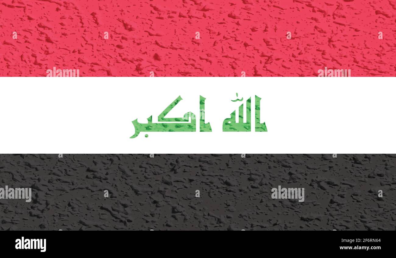 Iraq flag with waving grunge texture. Vector background Stock Vector ...
